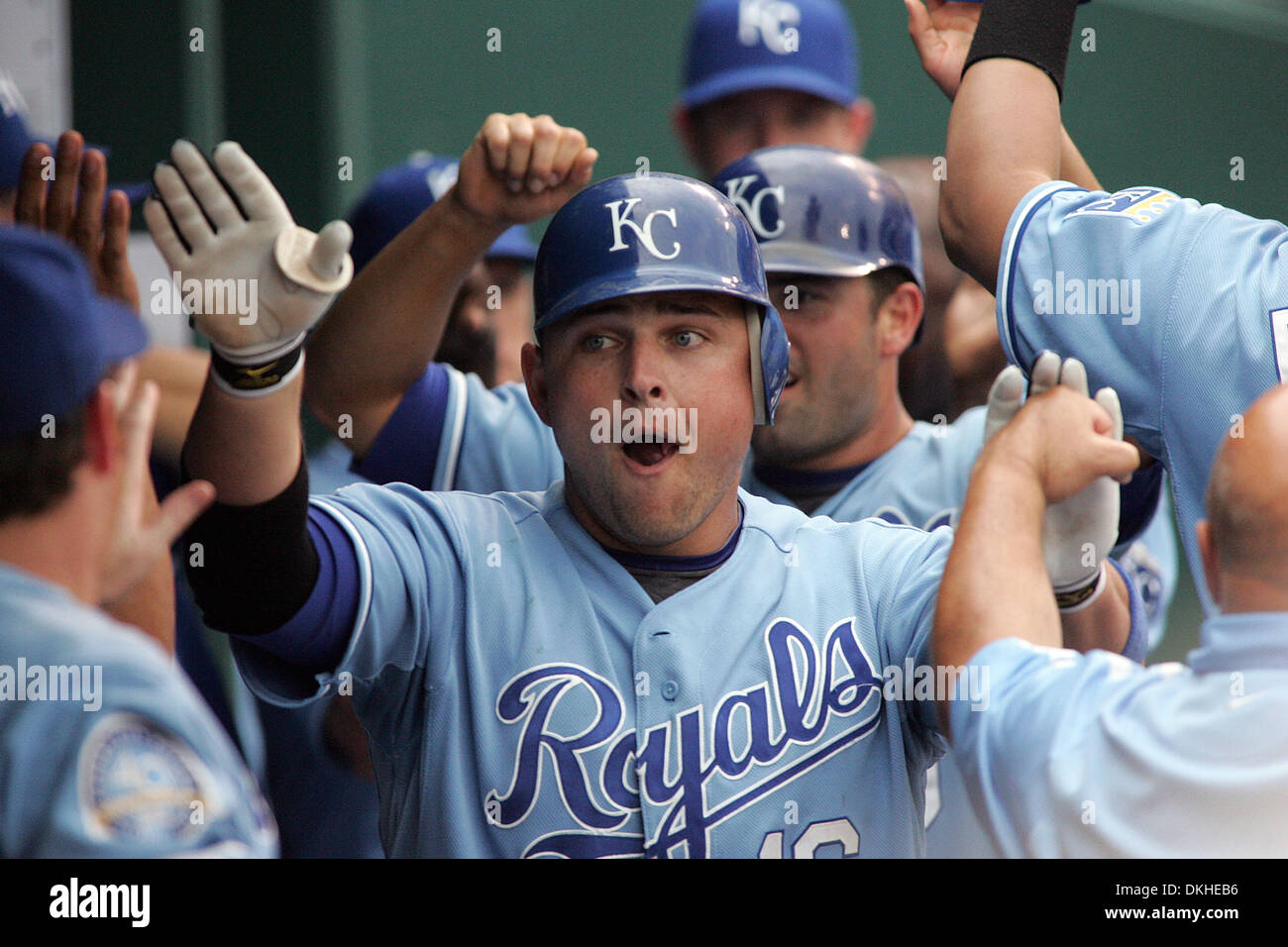 Kansas City Royals' Billy Butler (16) celebrates his home-run in the ...