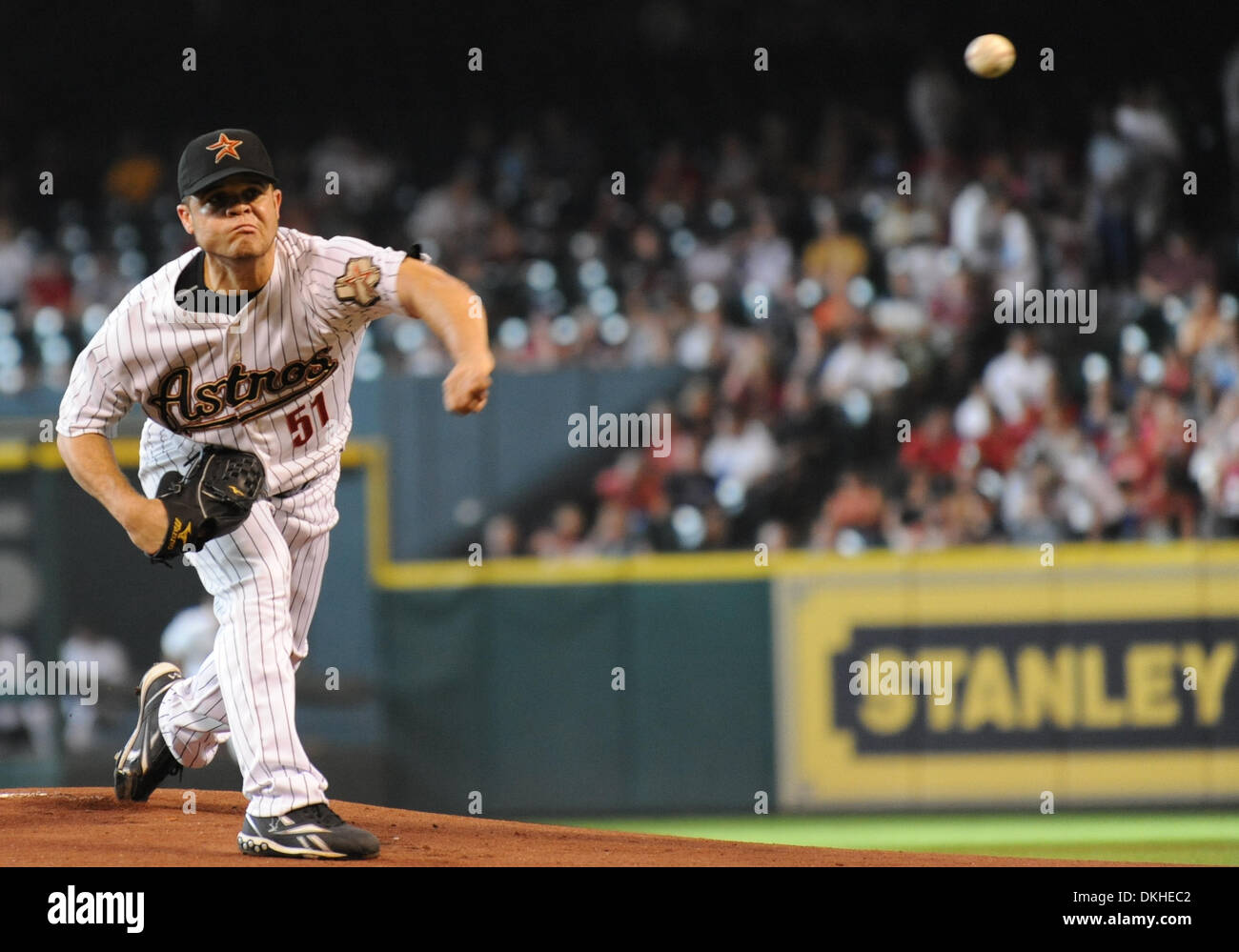 Houston Astro's pitcher, Wandy Rodriguez, delivers a pitch during a ...
