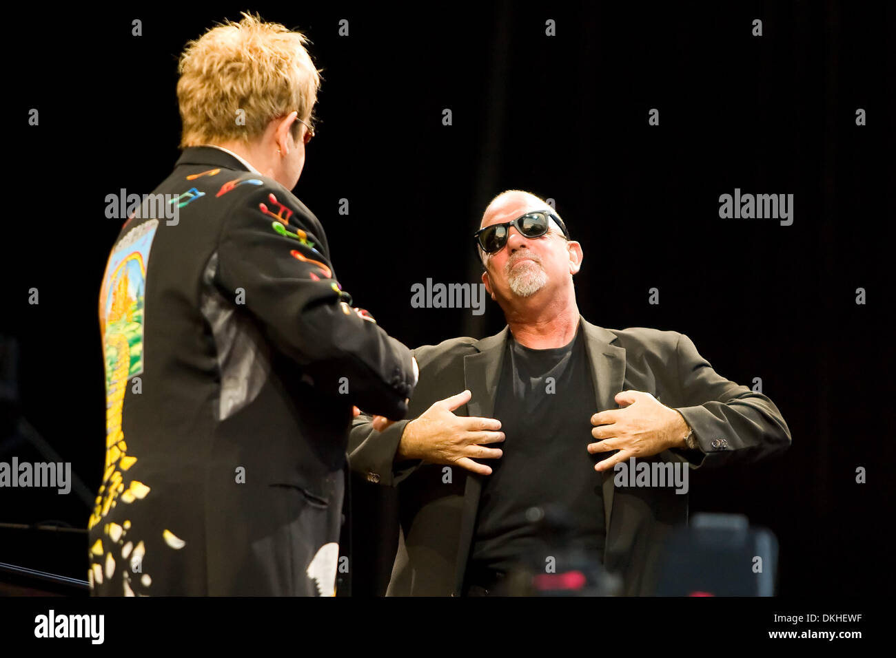 Elton John & Billy Joel acknowledging each other during the Elton John ...