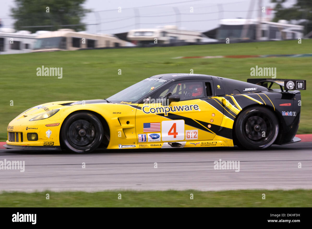 08 August 2009: The 4 Corvette Racing car driven by Olivier Beretta and ...