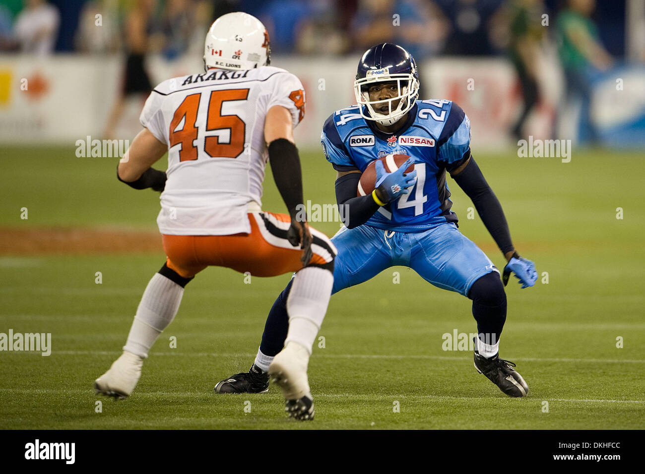 Toronto Argonauts corner back Dovonte Edwards #24 and B.C. Lions ...