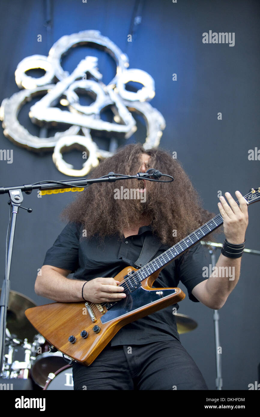 Coheed and Cambria guitarist Travis Stever rocking hard. The concert ...