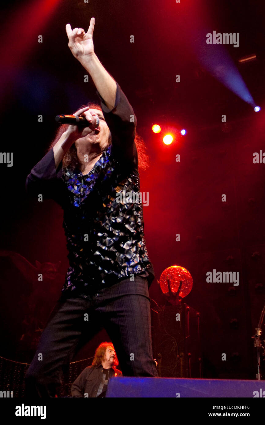 Heaven and Hell lead singer Ronnie James Dio rocking out. The concert ...