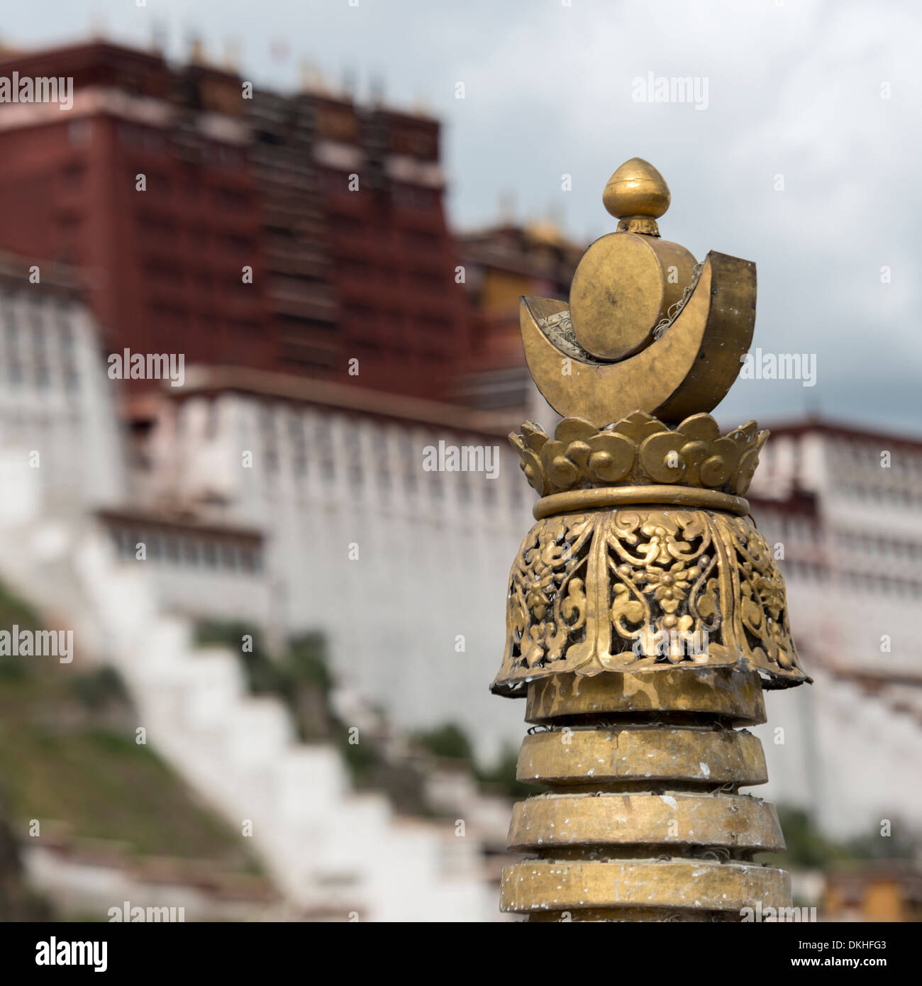 High section view of stupa with Potala Palace in the background, Lhasa ...