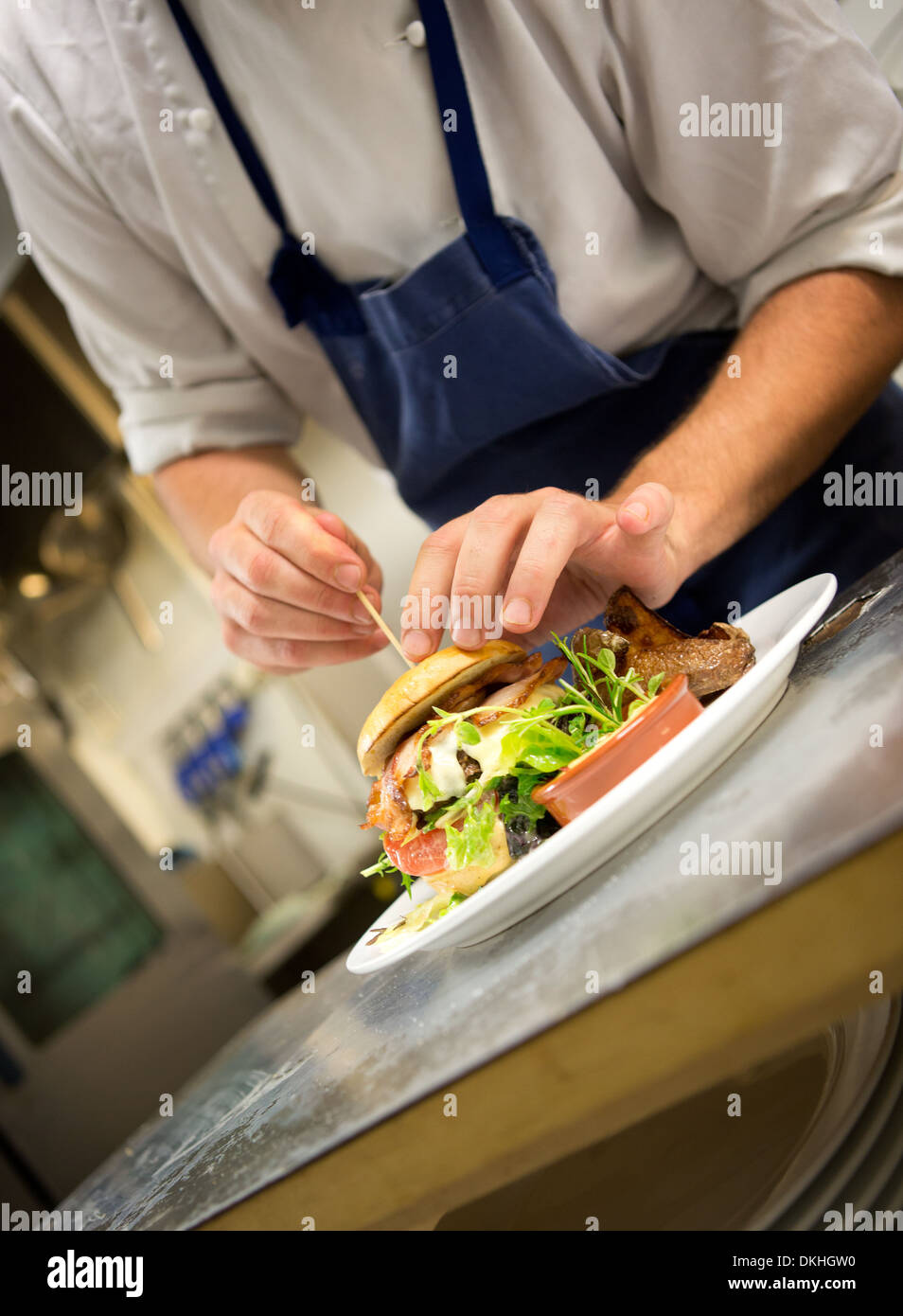 Chef Preparing Gourmet Hamburger Stock Photo - Alamy
