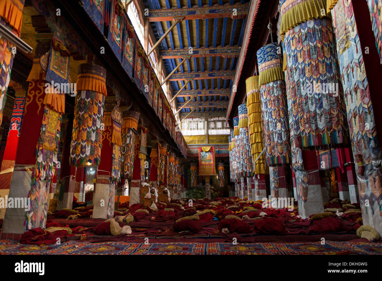 Interiors of the Great Assembly Hall in Drepung Monastery, Lhasa, Tibet ...