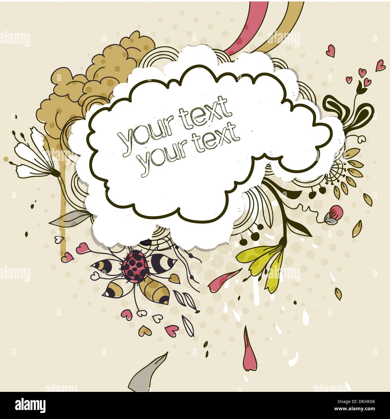floral fantasy frame with clouds and the rainbow Stock Vector Image ...