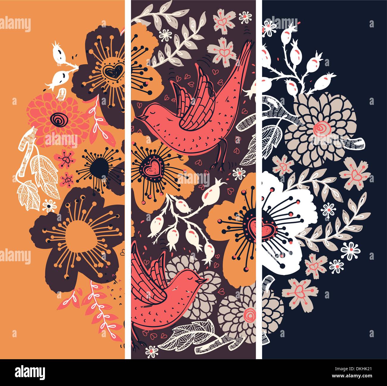 vector set of hand drawn floral cards Stock Vector Image & Art - Alamy