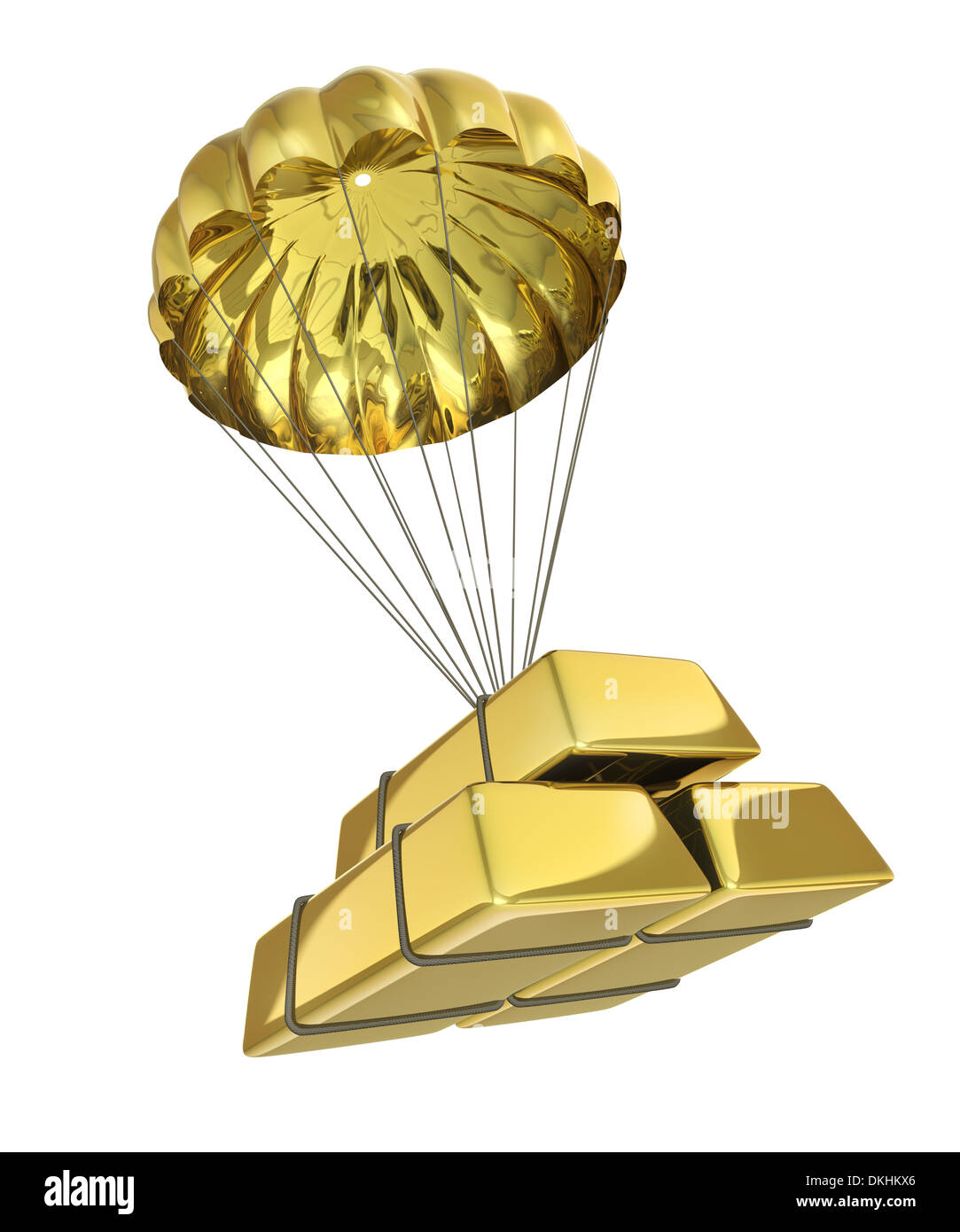 Golden Parachute isolated on white background Stock Photo - Alamy