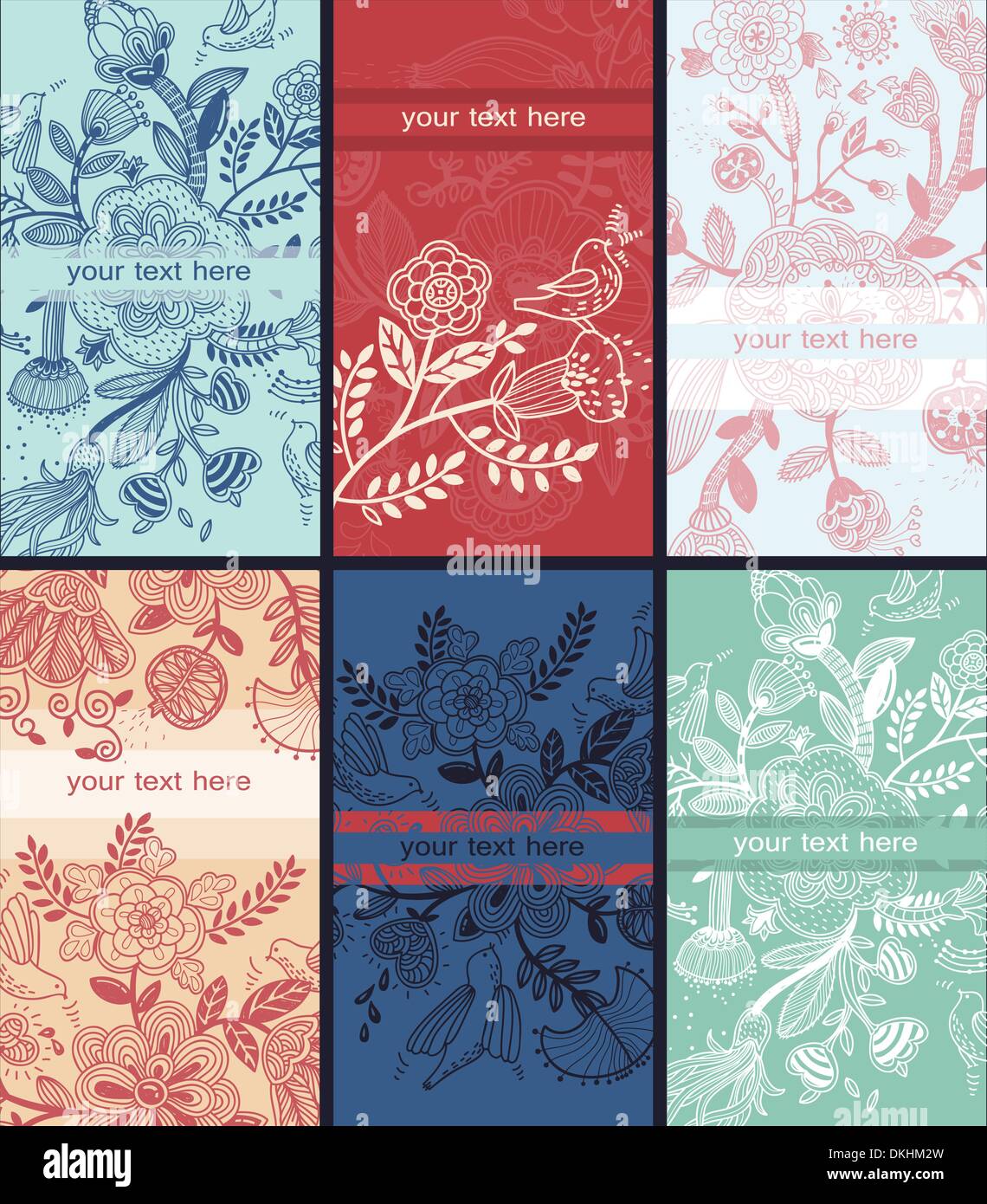 vector collection of hand drawn floral cards Stock Vector Image & Art ...