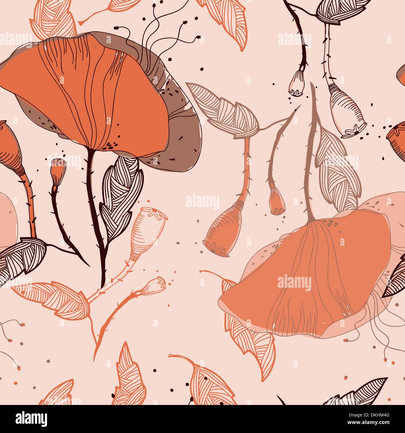 vector floral seamless pattern with orange poppies Stock Vector Image ...