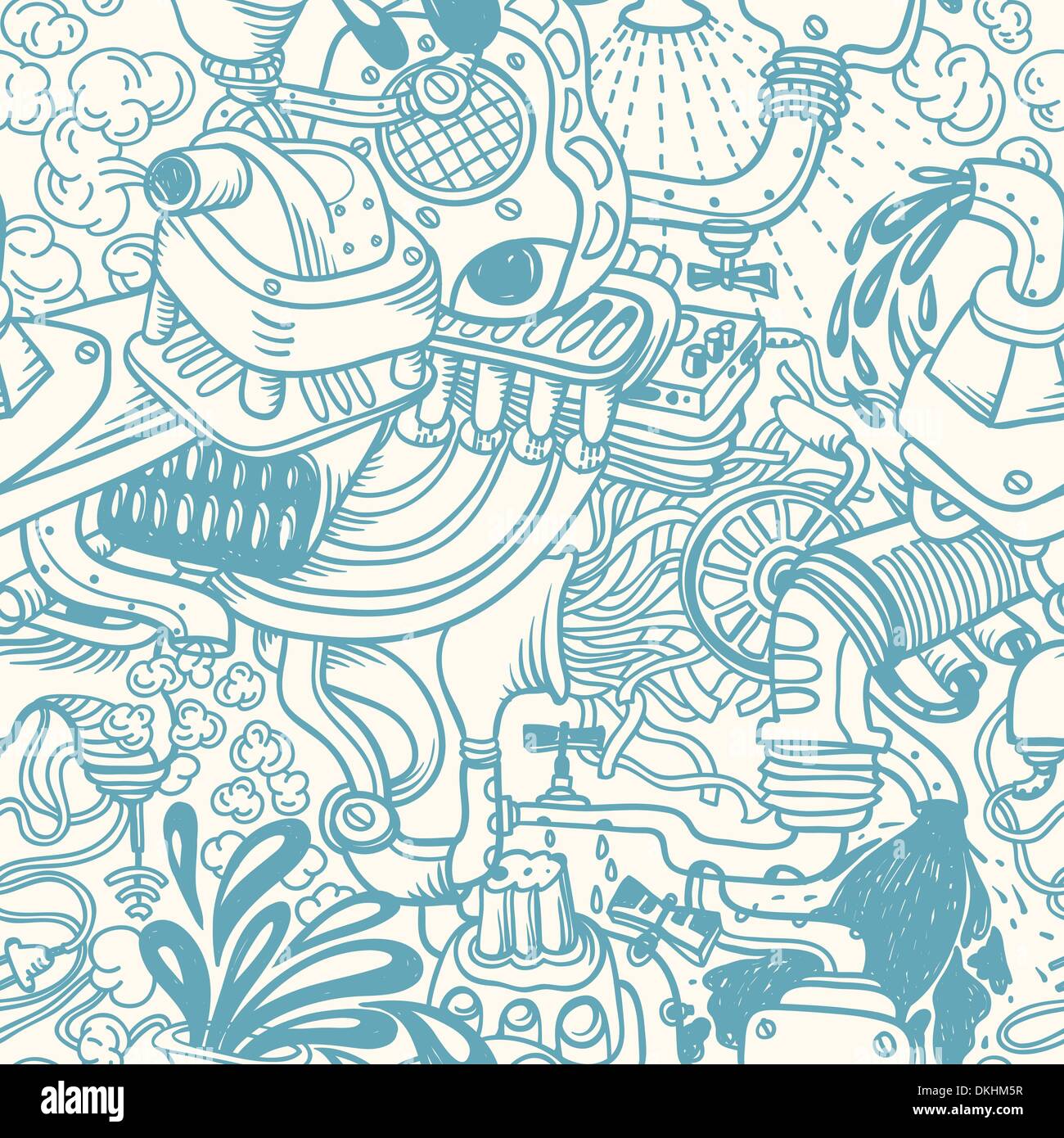vector seamless pattern with abstract mashine parts Stock Vector Image ...