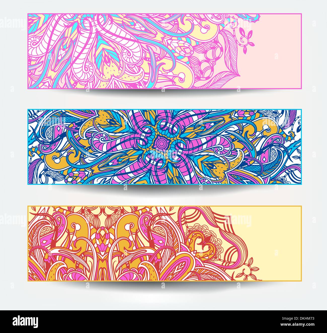 vector set of ornamental banners with colored patterns Stock Vector ...
