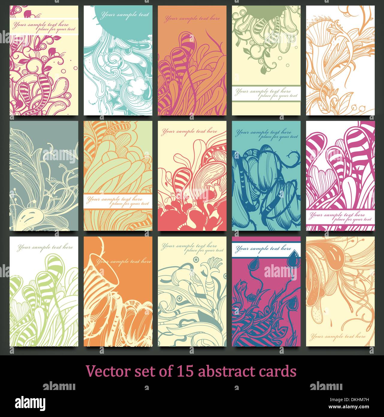 vector collection of abstract cards with fantasy doodles Stock Vector ...