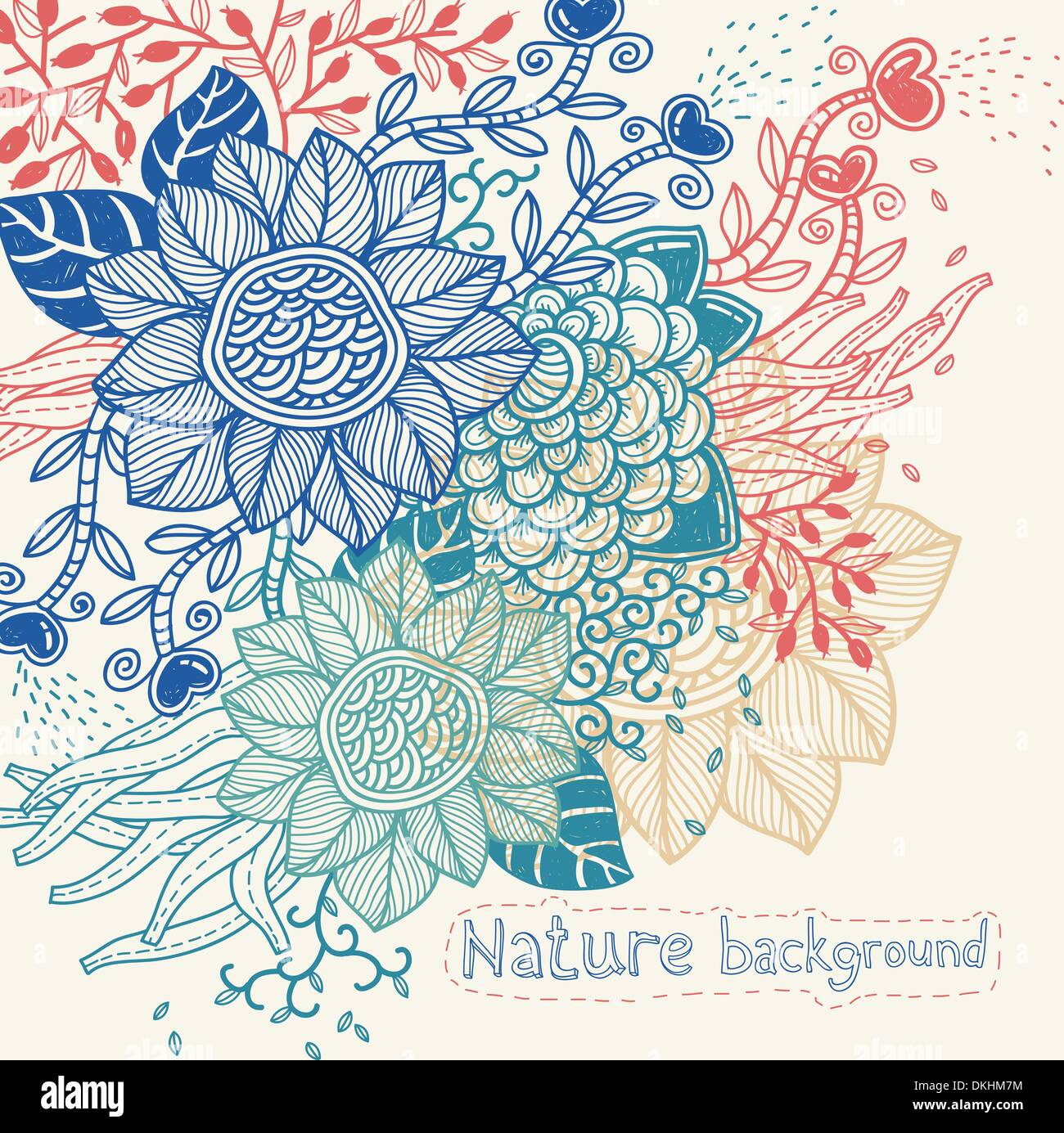 vector floral background with fantasy flowers and plants Stock Vector ...