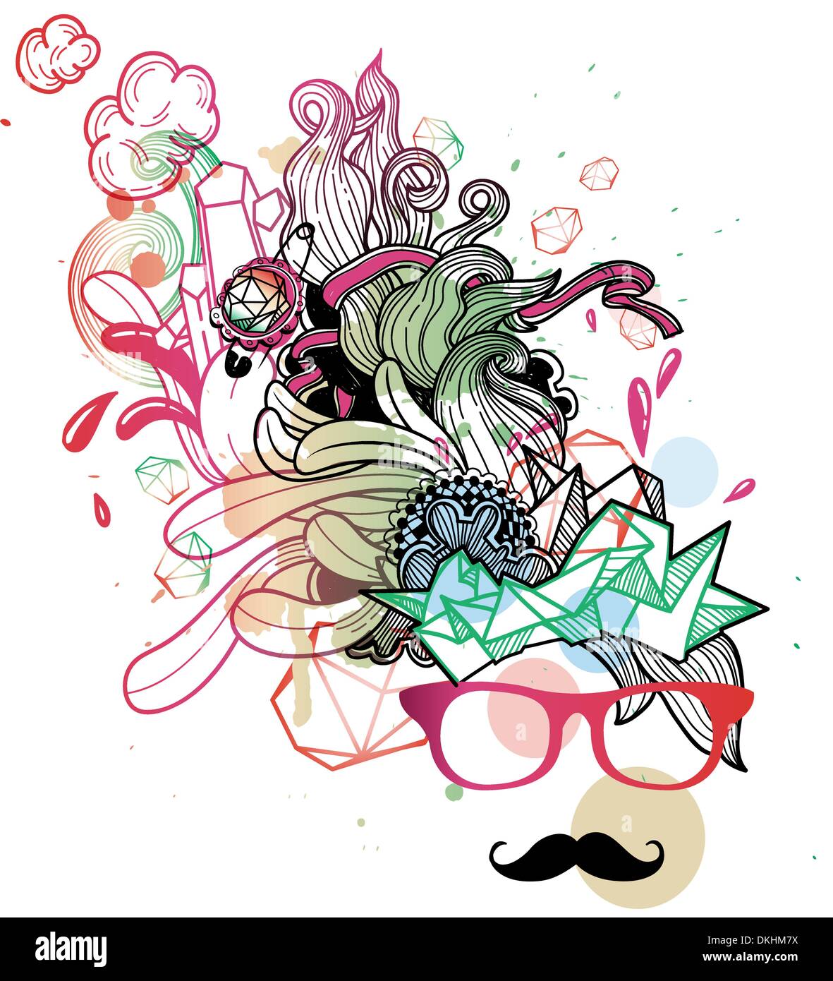 vector illustration of an invisible face in red glasses with cartoon ...