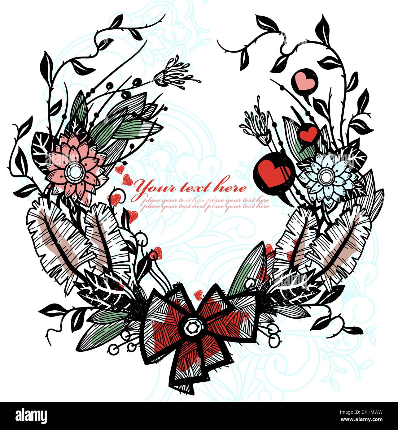 vector floral illustration of a hand drawn garland Stock Vector Image ...