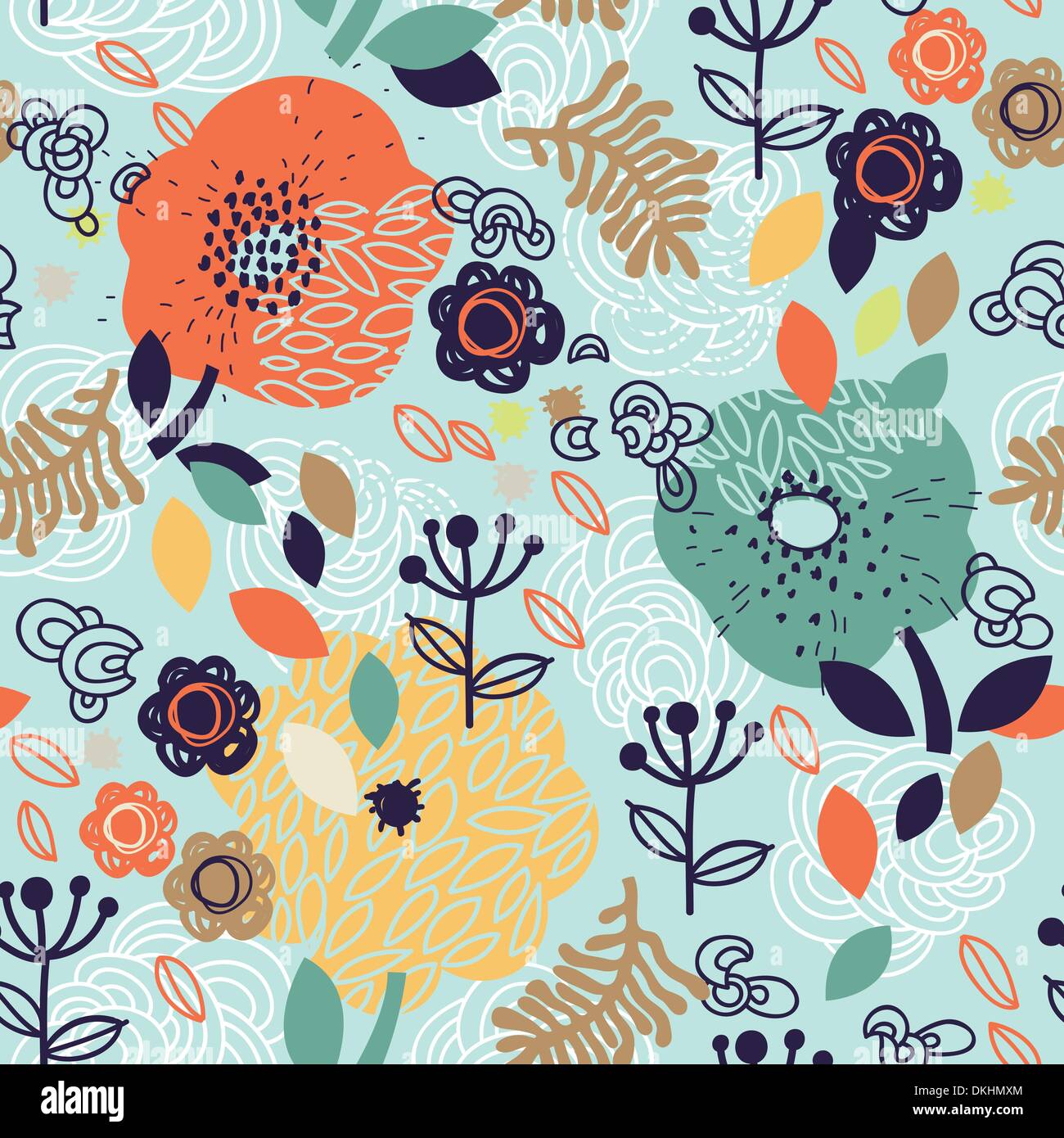 vector floral seamless pattern with abstract flowers Stock Vector Image ...