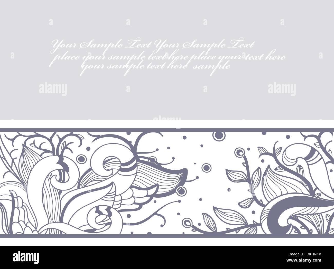 fantasy ribbon with hand drawn flowers and plants Stock Vector Image ...