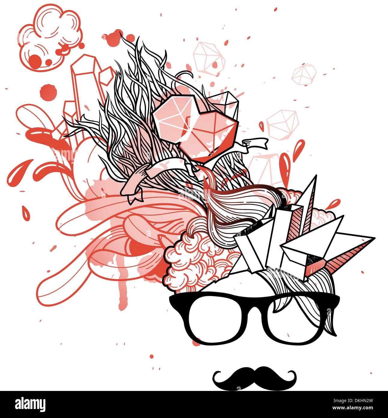vector illustration of an invisible man with a fantasy haircut Stock ...