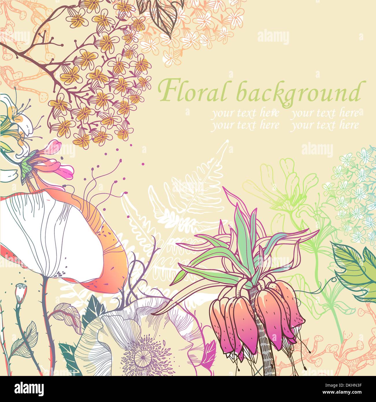 vector floral background with blooming flowers Stock Vector Image & Art ...