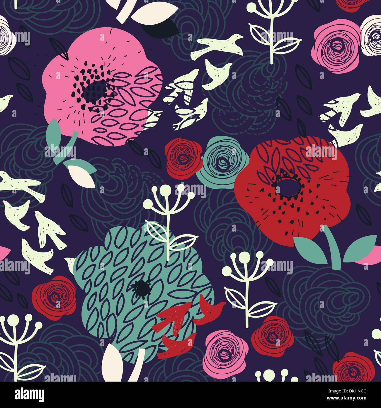 vector floral seamless pattern Stock Vector Image & Art - Alamy