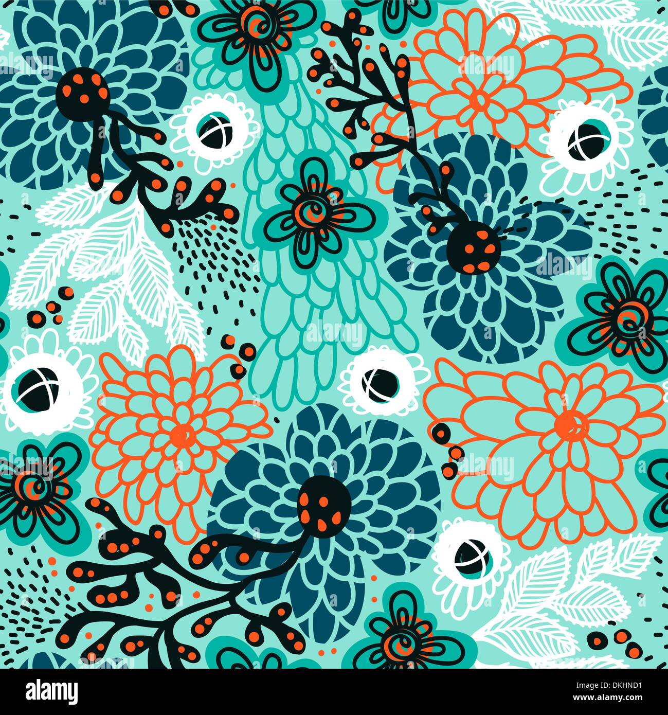 vector seamless floral pattern with abstract plants and flowers Stock Vector Image & Art - Alamy