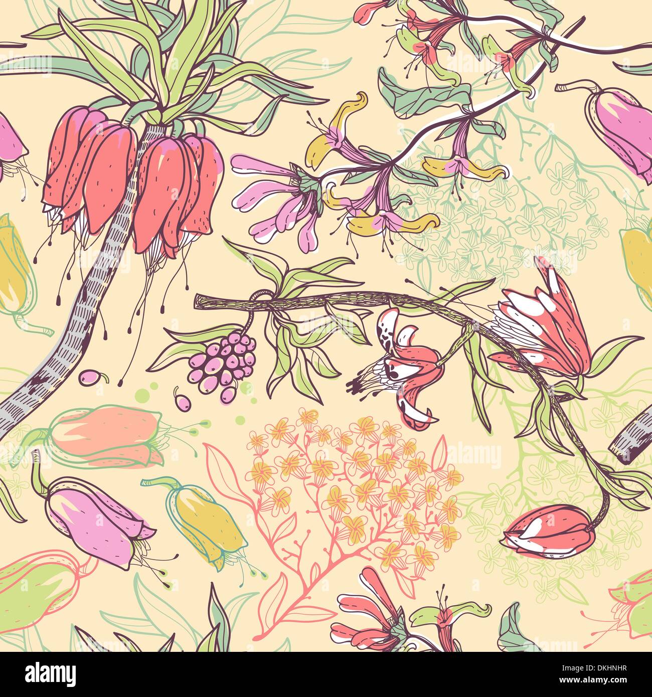 vector floral seamless pattern Stock Vector Image & Art - Alamy