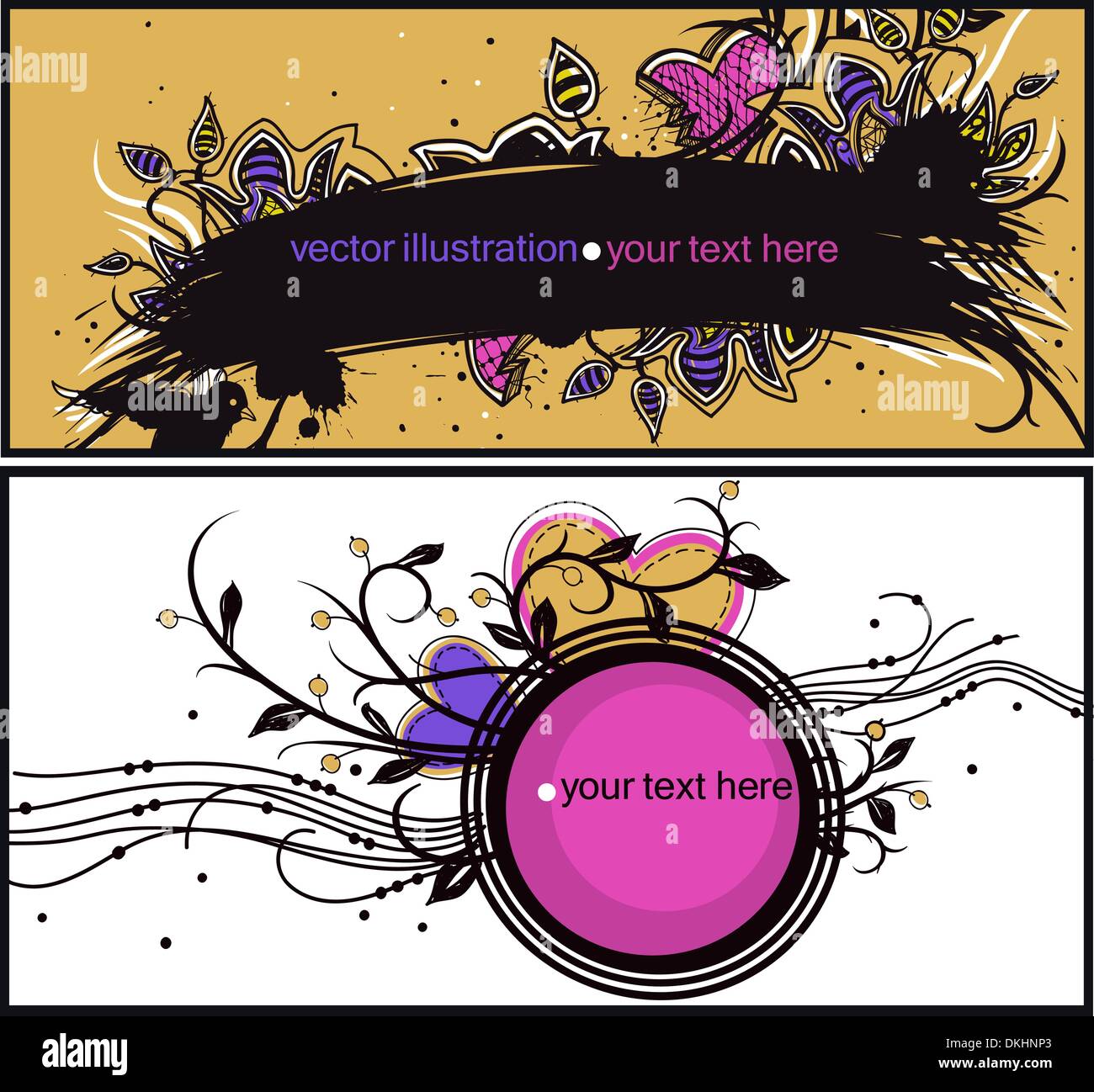 vector set of two abstract cards with colorful hearts Stock Vector ...