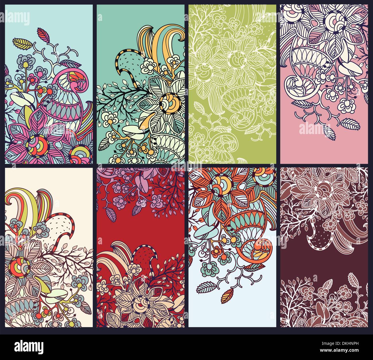 vector set of colorful floral cards Stock Vector Image & Art - Alamy