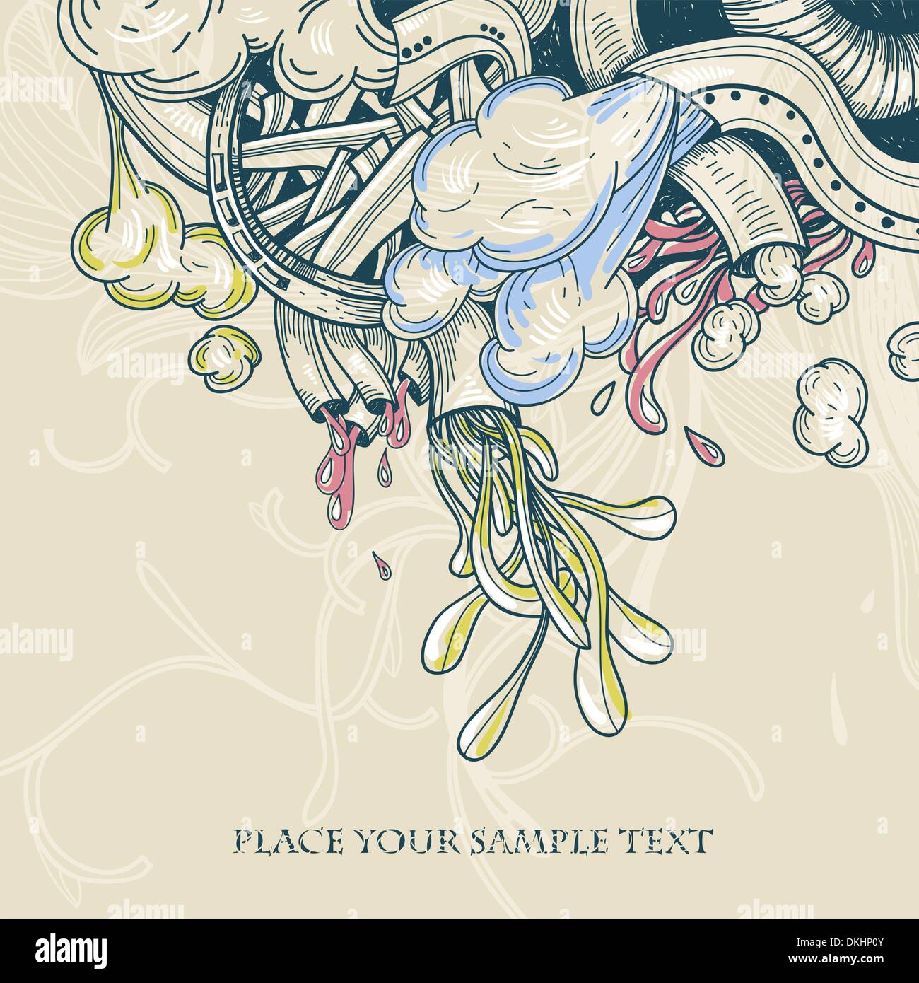 vector illustration of fantasy smoking pipes and colorful smoke Stock ...