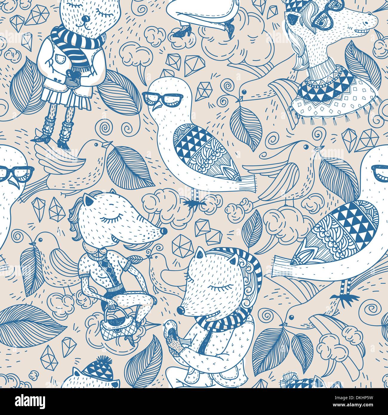 vector seamless pattern with funny animals Stock Vector Image & Art - Alamy