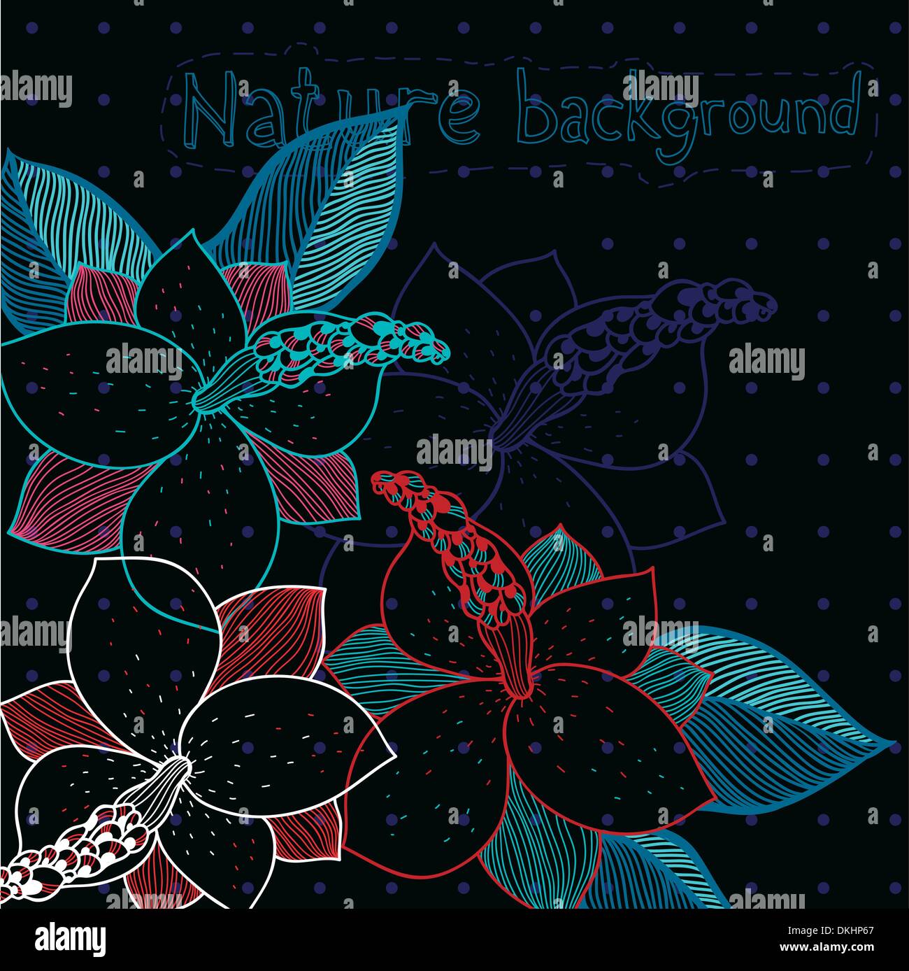 vector floral illustration of abstract magnolia on a dark background ...