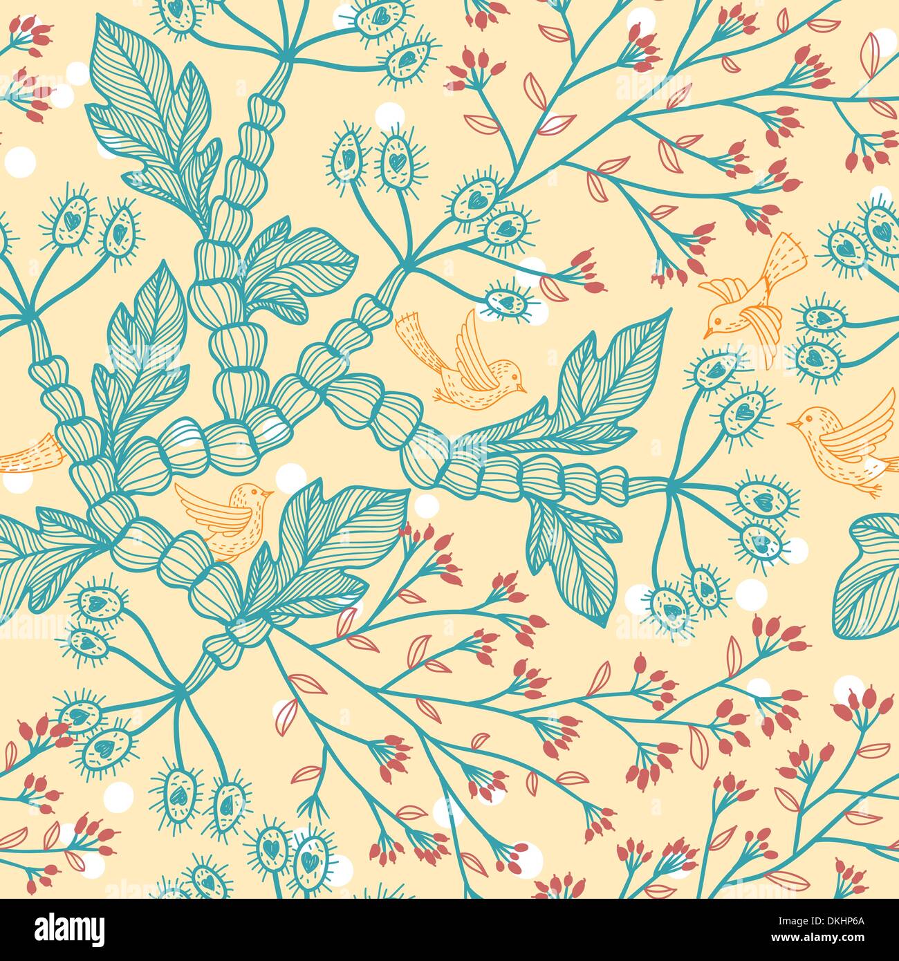 vector floral seamless pattern with decorative herbage Stock Vector ...
