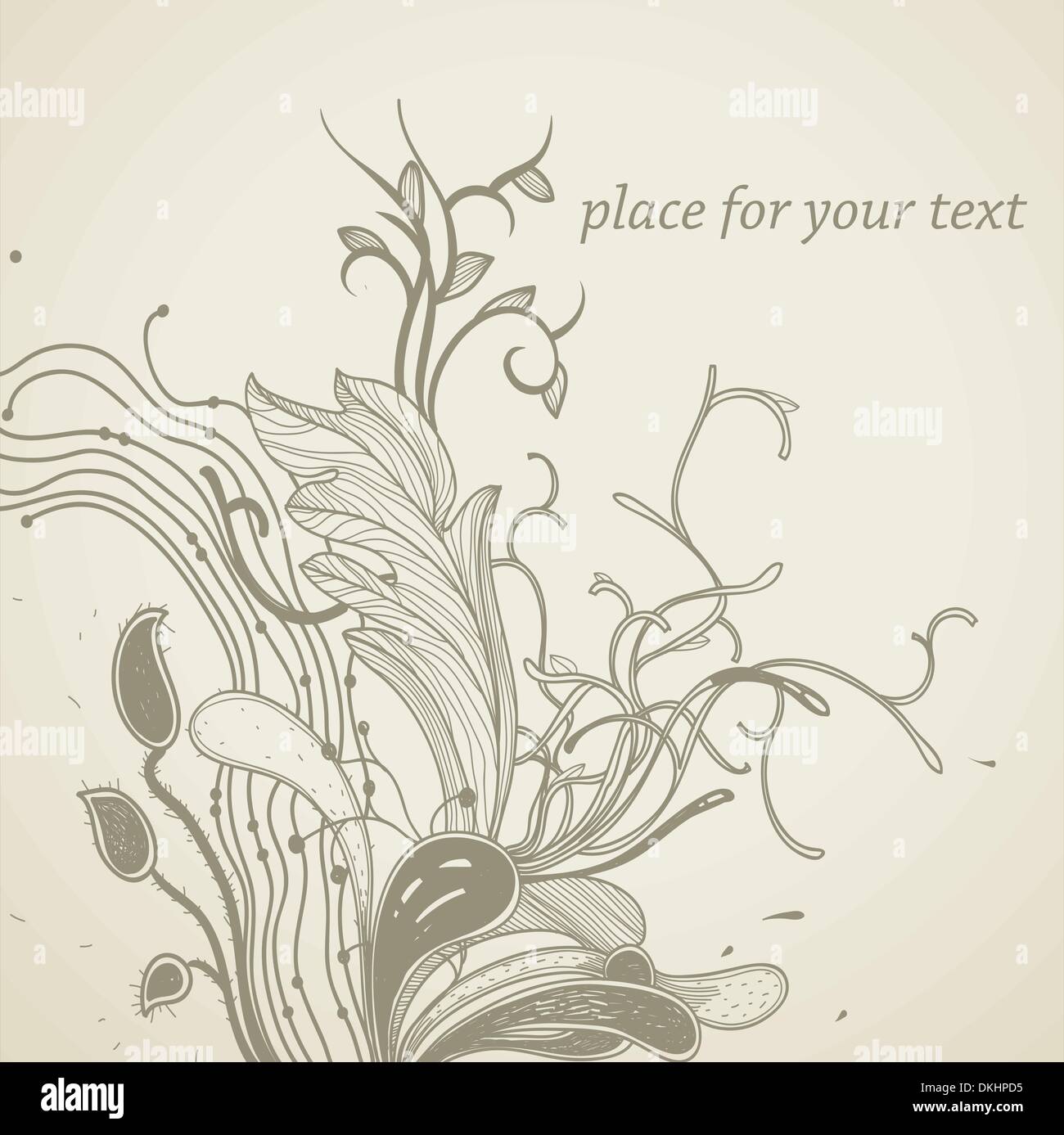 floral background with hand drawn fantasy plants Stock Vector Image ...
