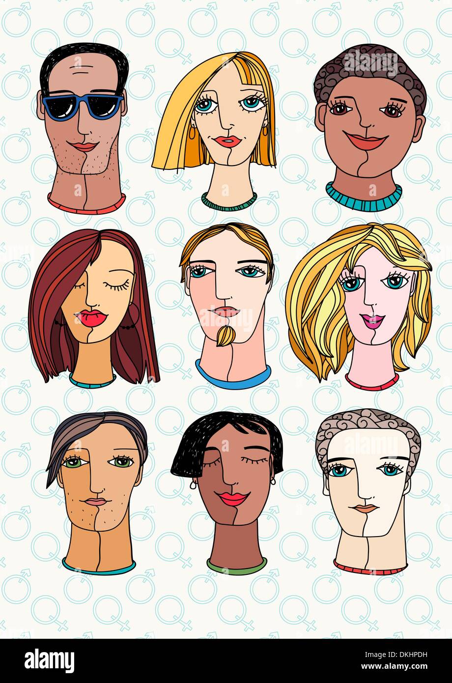 vector set of hand drawn human faces Stock Vector Image & Art - Alamy