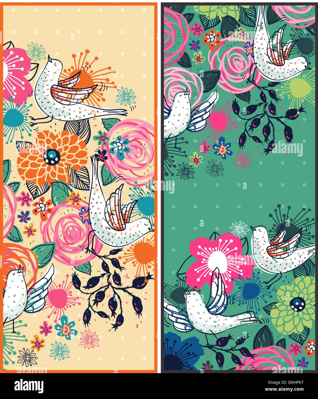 vector set of two colorful floral cards Stock Vector Image & Art - Alamy