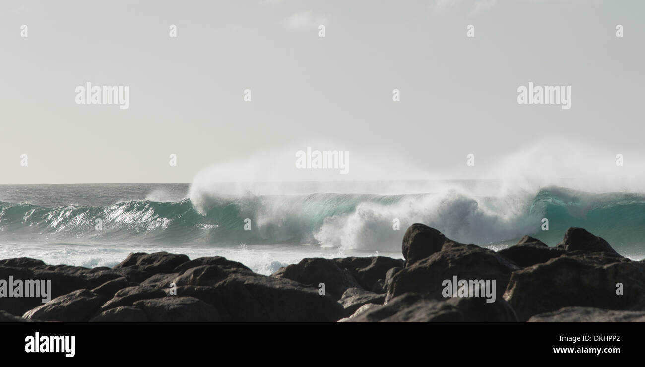 Waves on the coast, Haleiwa, North Shore, Oahu, Hawaii, USA Stock Photo ...