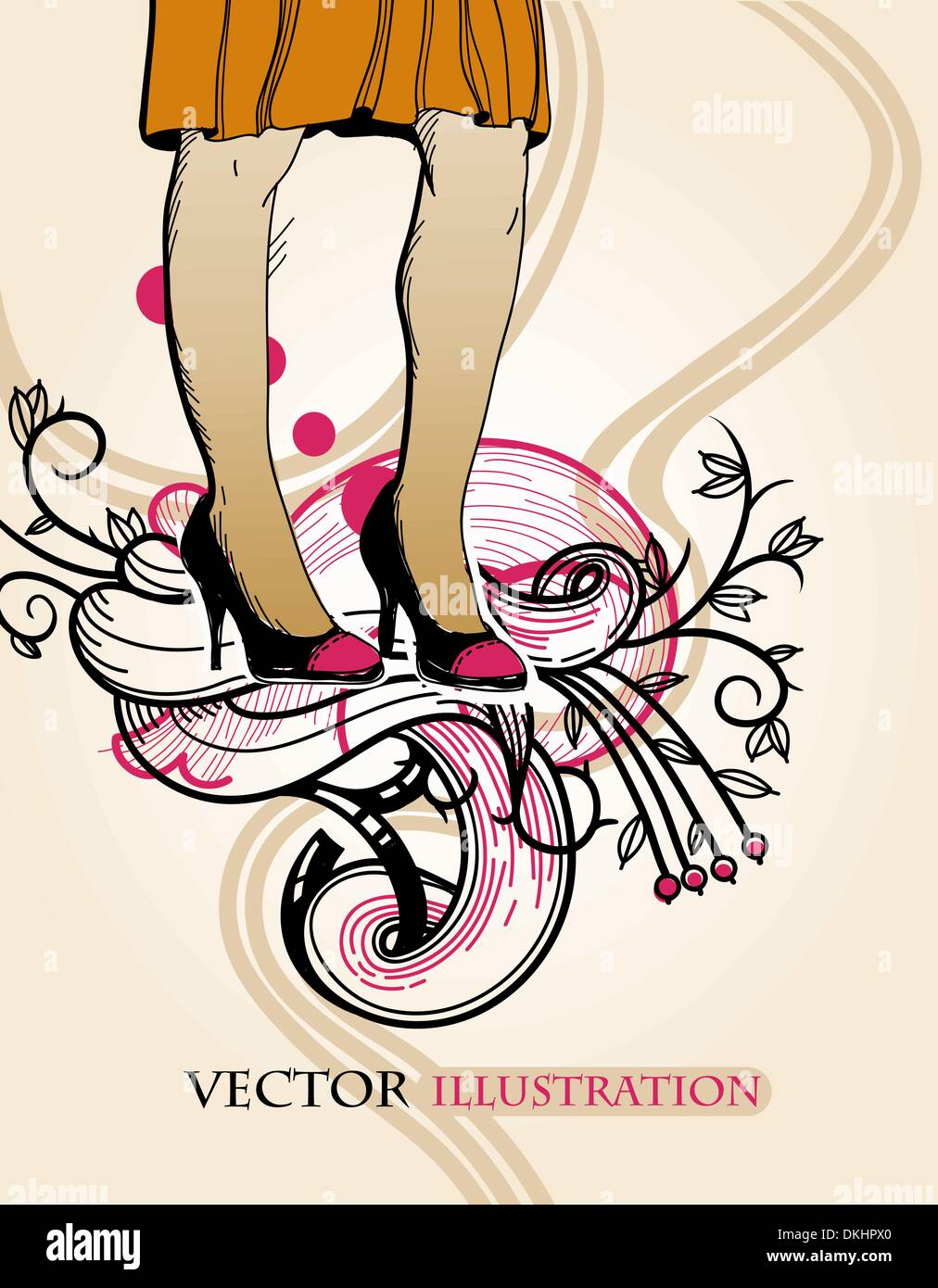 vector illustration of pretty legs on an abstract background Stock ...
