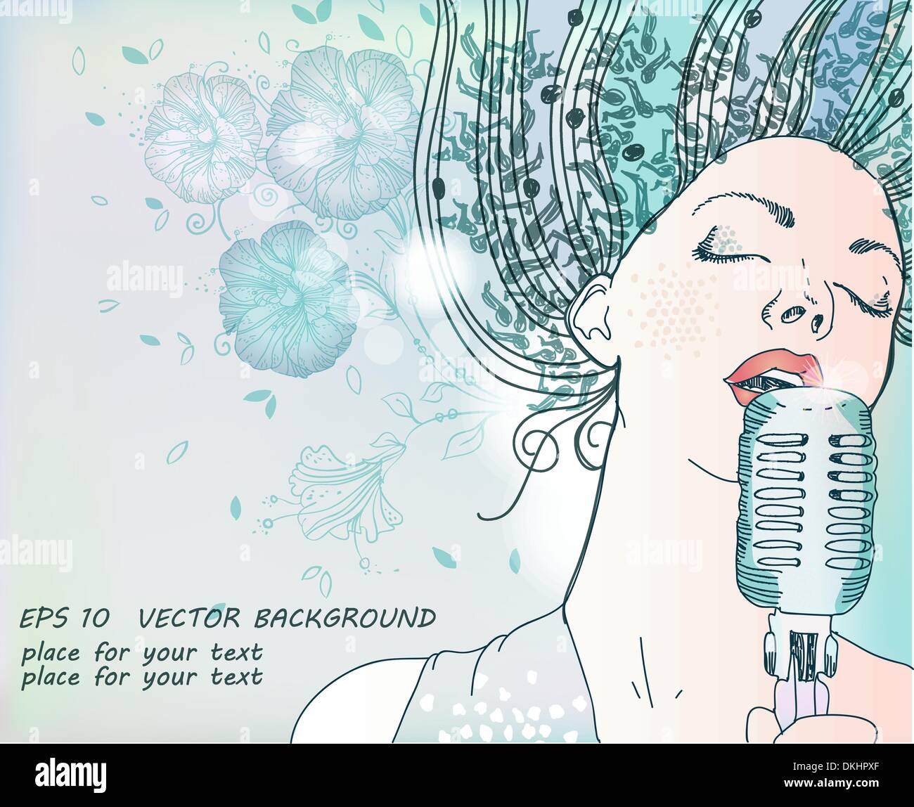 blue background with a girl singing a song Stock Vector Image & Art - Alamy