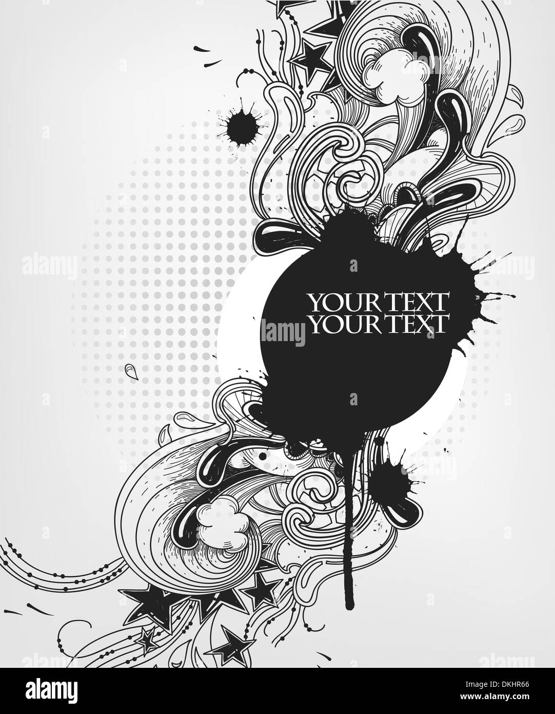 vector frame with fantasy plants and waves Stock Vector Image & Art - Alamy