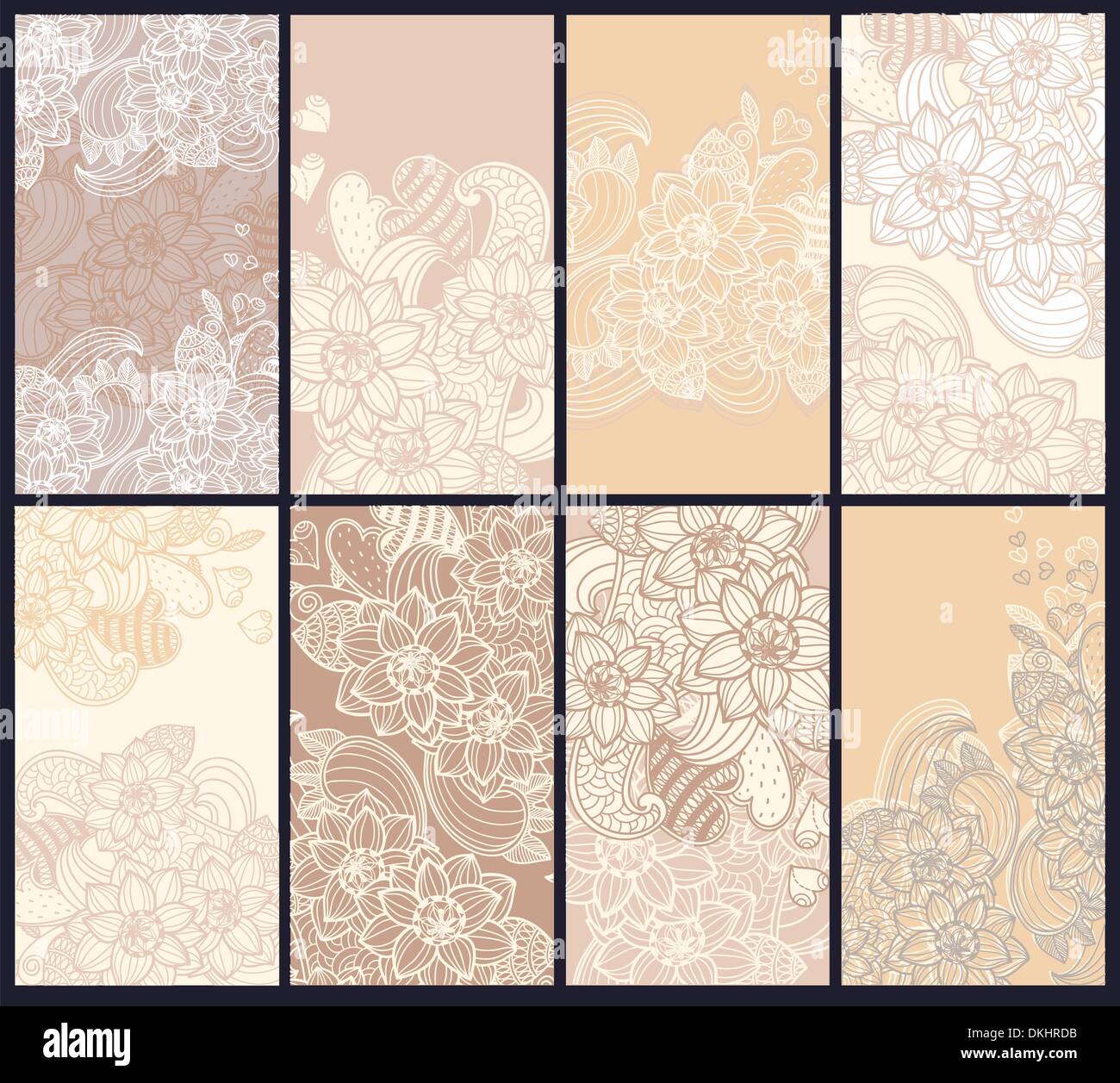vector set of beige floral cards Stock Vector Image & Art - Alamy