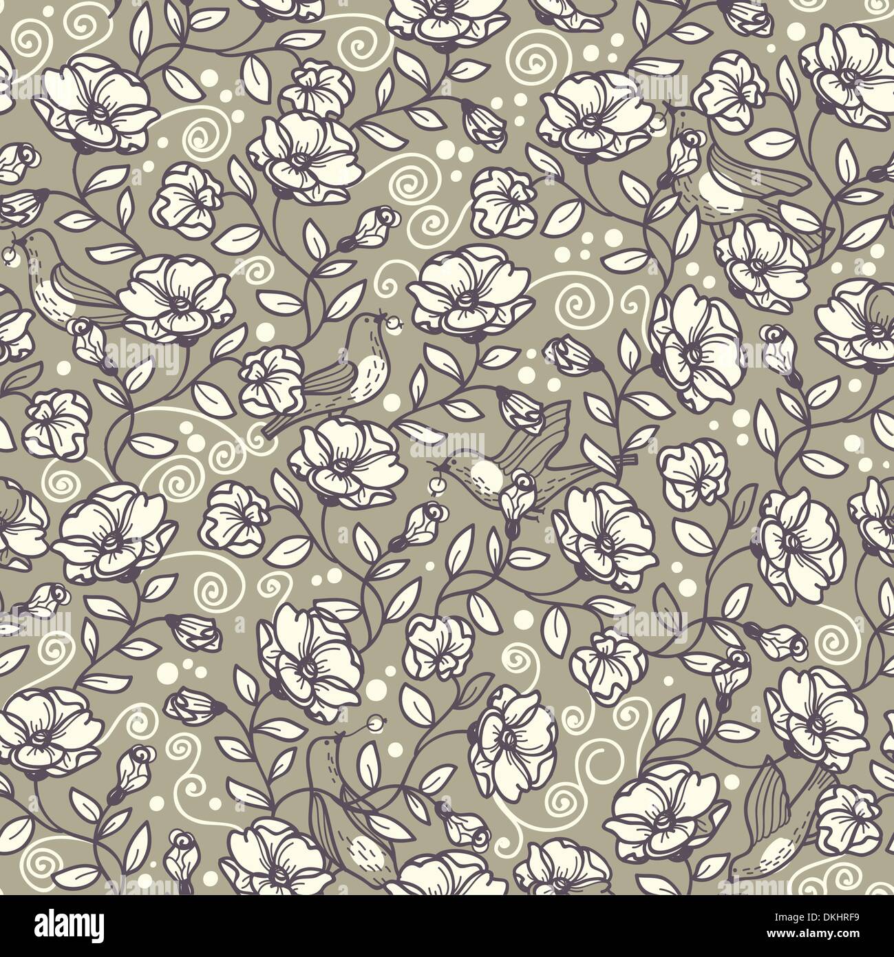 vector floral pattern with small beige flowers Stock Vector Image & Art ...