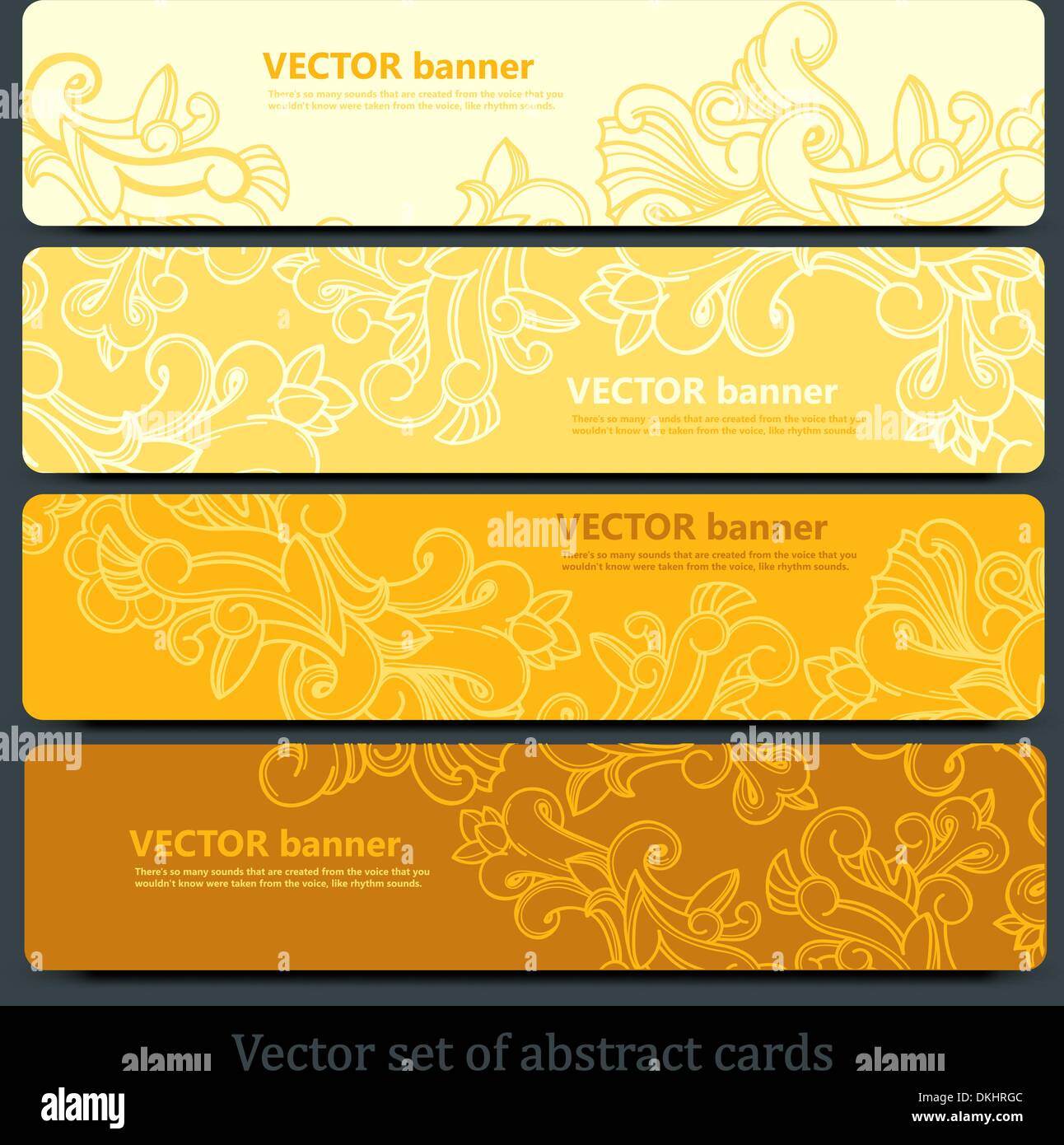 vector set of bright yellow banners with abstract floral pattern Stock ...