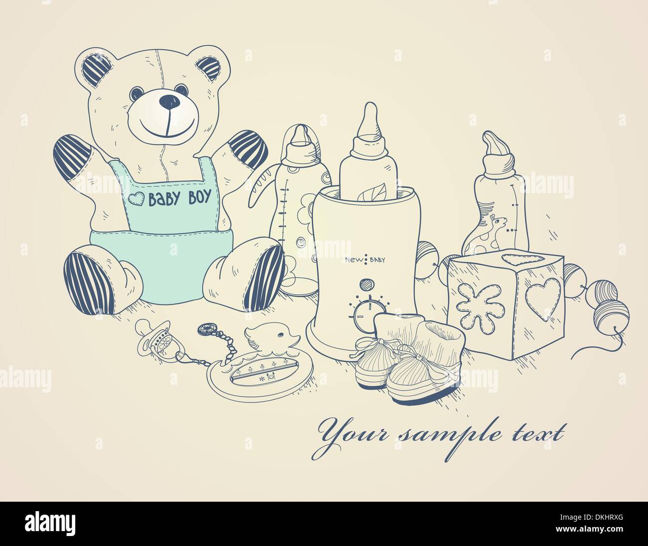 hand drawn card for congratulations on the birth of a baby boy Stock ...