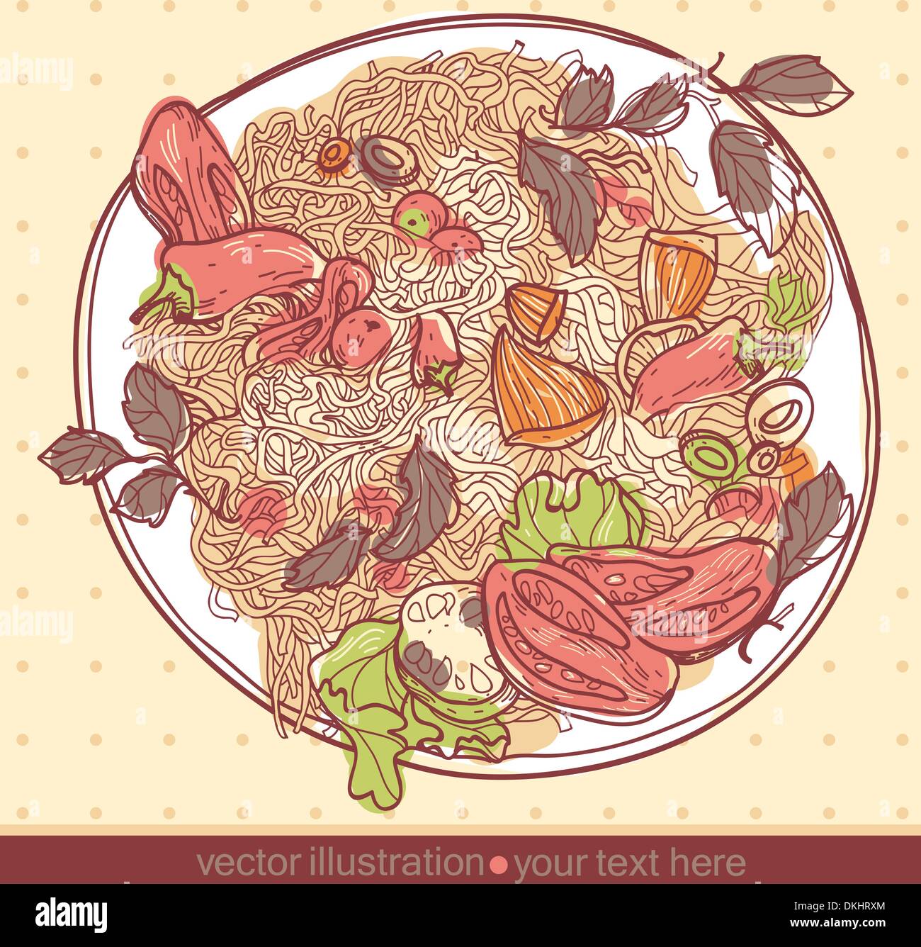 Vector illustration of a plate of pasta Stock Vector Image & Art - Alamy