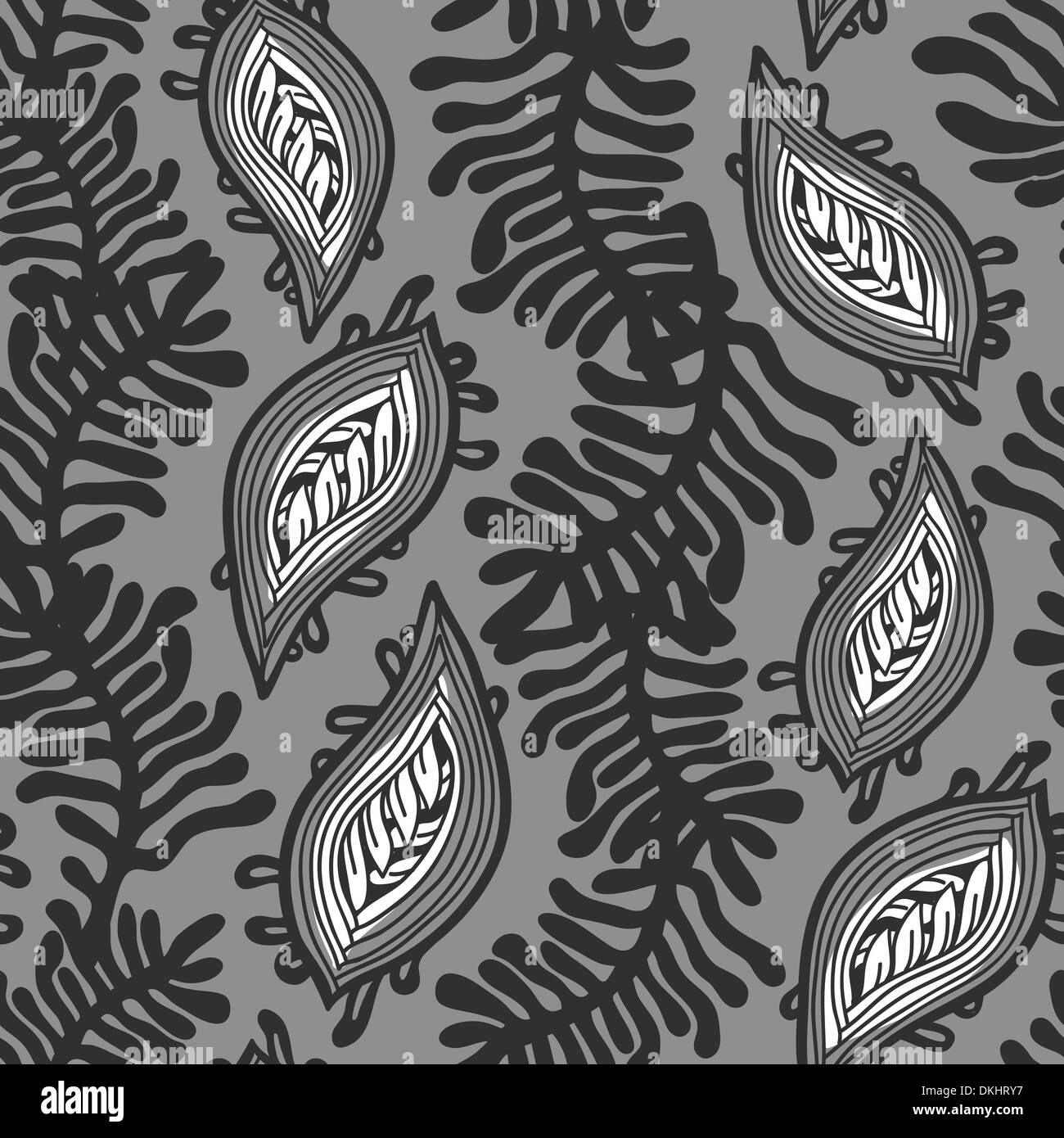 vector seamless pattern with abstract plants Stock Vector Image & Art ...