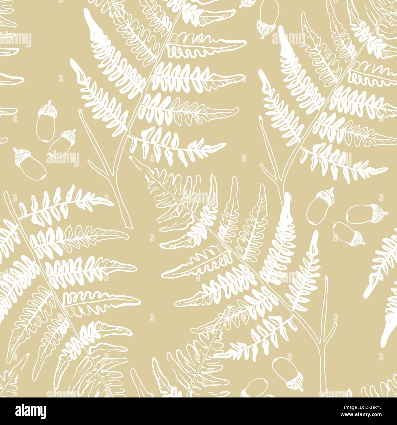 vector seamless pattern with ferns and acorns Stock Vector Image & Art ...