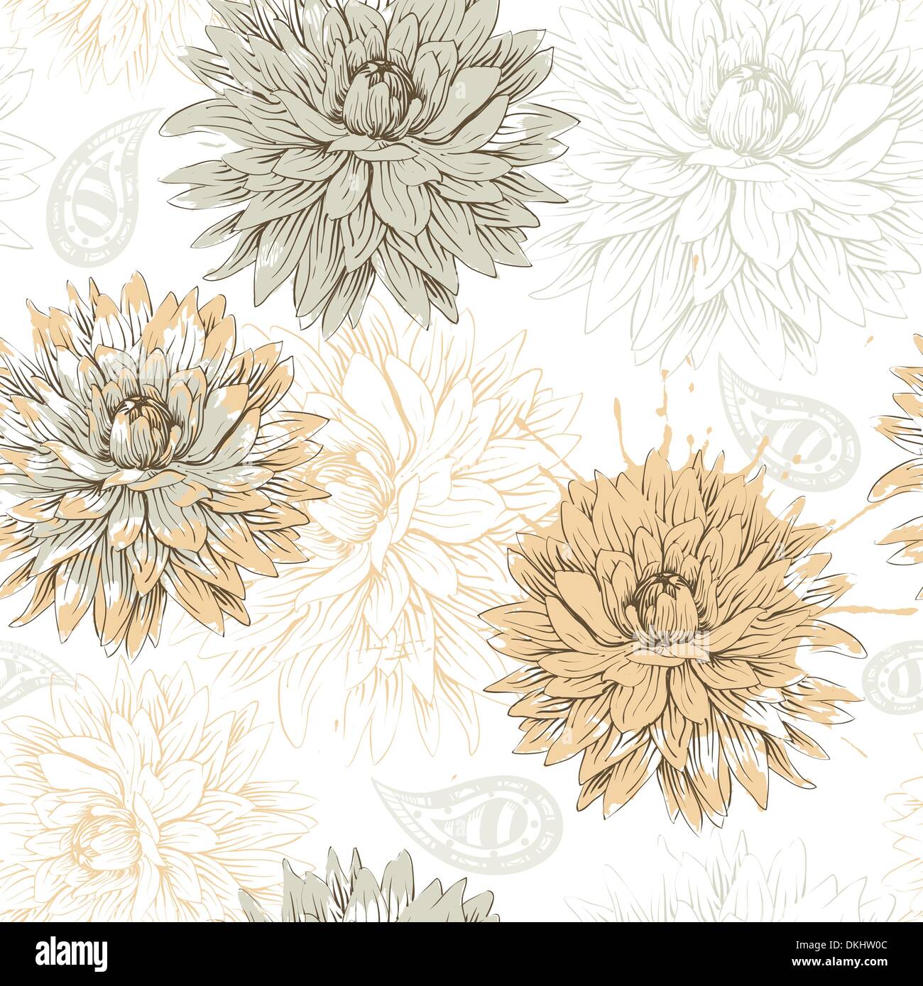 vector floral seamless pattern with beige flowers Stock Vector Image ...