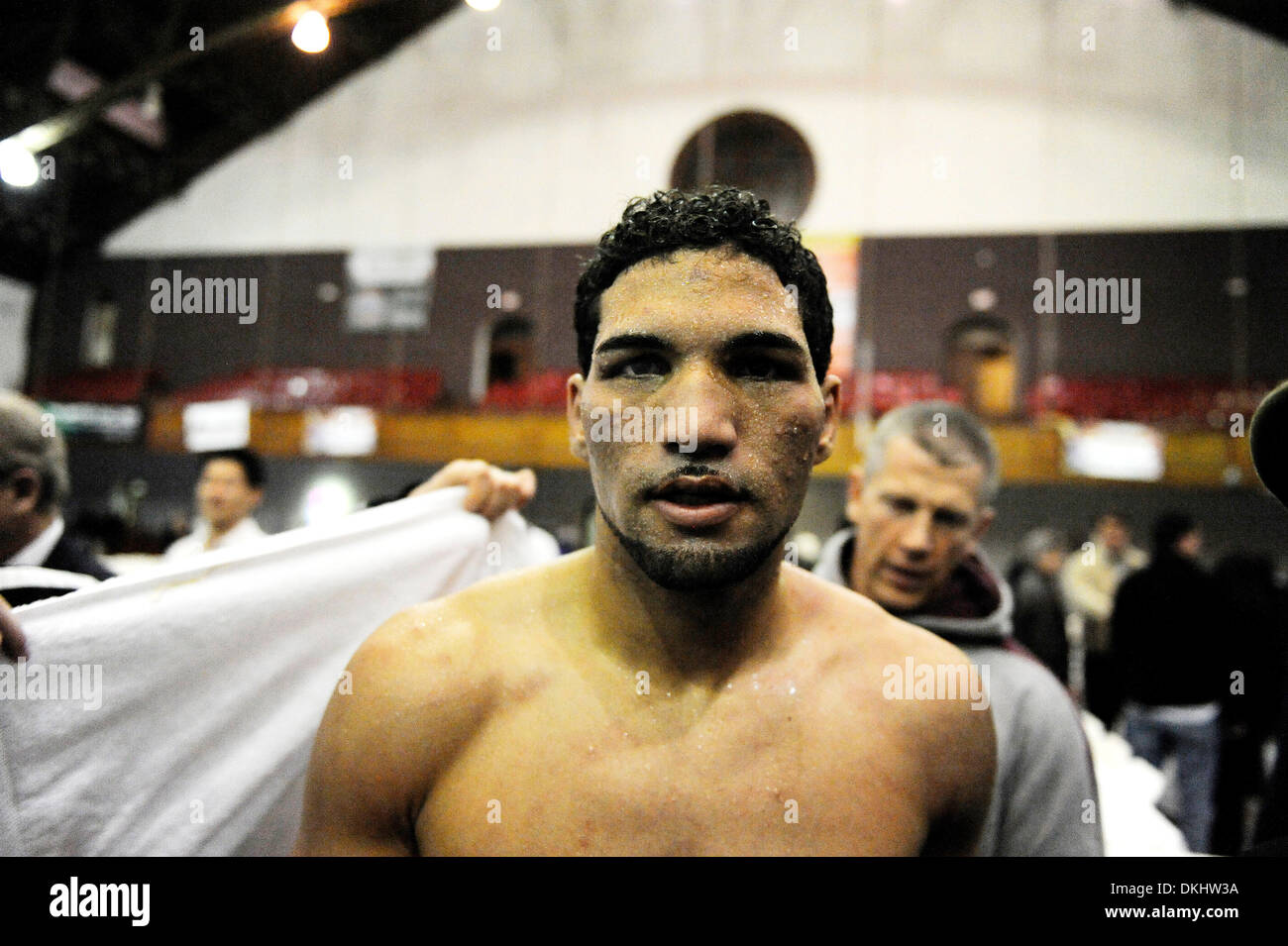 November 19, 2009: Edwin Rodriguez of Worcester, MA takes a moment ...